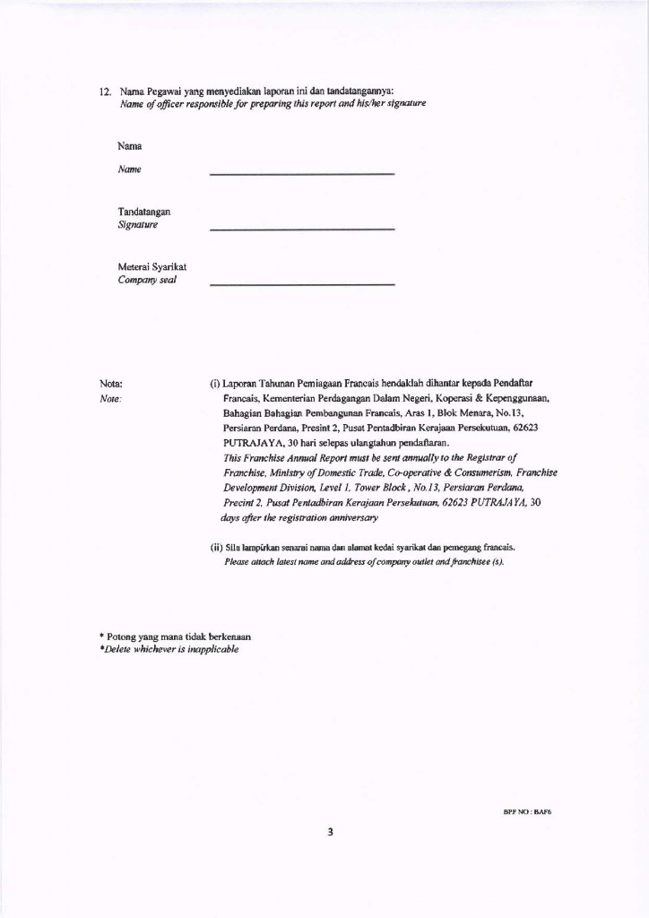PERINGATAN MESRA: PENGHANTARAN LAPORAN TAHUNAN PERNIAGAAN FRANCAIS ...